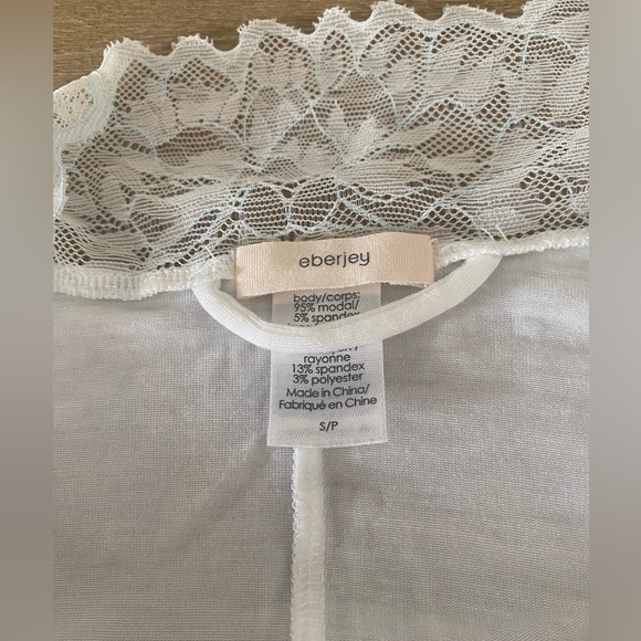 Eberjey | Intimates & Sleepwear | Eberjay White Lace Trim Bridal Robe ...